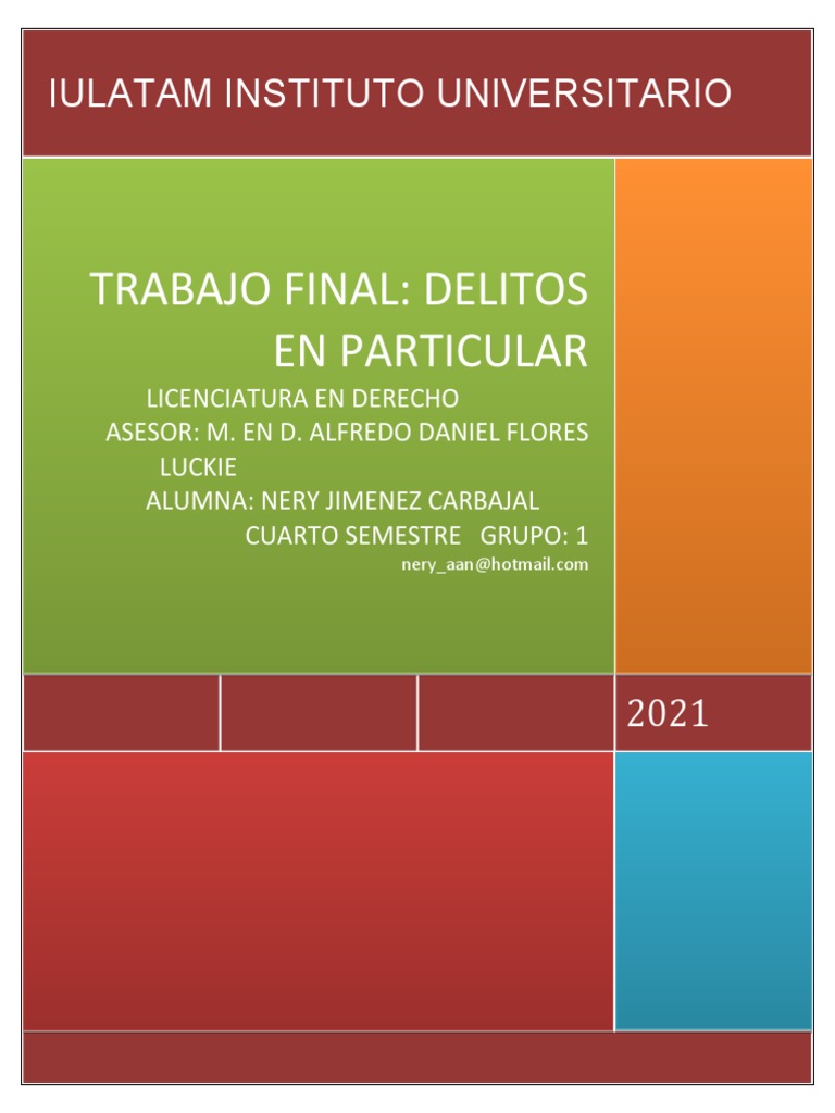 Jimenez Carbajal Nery-Delitos en Particular TF | PDF | Derecho penal ...