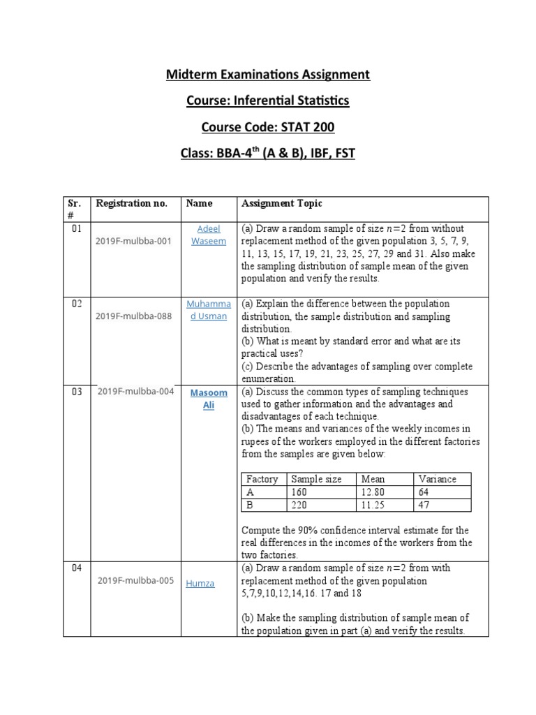 STAT 200 Midterm Examination Overview | PDF | Confidence Interval | Standard Deviation