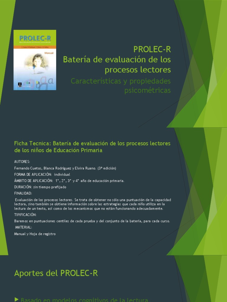 PROLEC-R Batería de Evaluación de Los Procesos Lectores | PDF