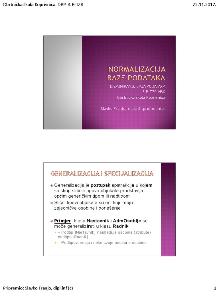5.normalizacija Baze Podataka | PDF