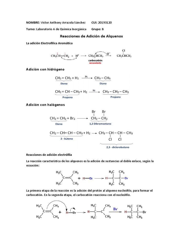 Reacciones de Adición de Alquenos | PDF