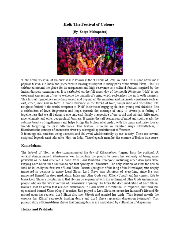 Holi: The Festival of Colours: (By-Satya Mahapatra) | PDF | Krishna ...