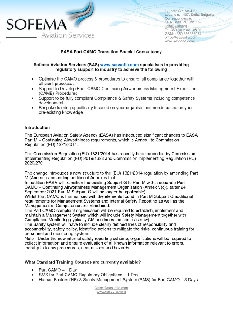 EASA Part CAMO Transition Special Consultancy | PDF | Regulatory ...