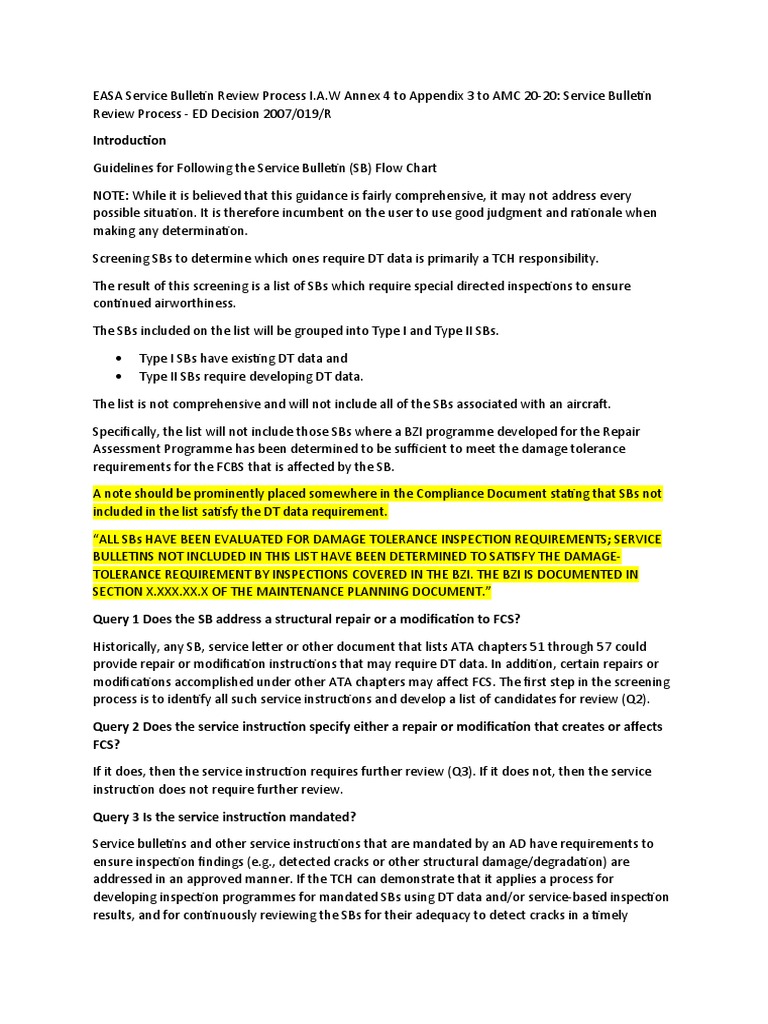 EASA Service Bulletin Review Process I.a.W Annex 4 To Appendix 3 To AMC ...