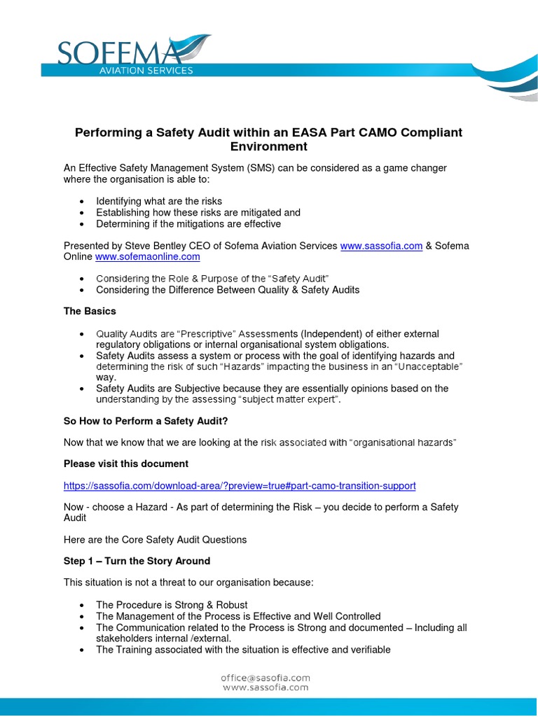 Performing A Safety Audit Within An EASA Part CAMO Compliant ...