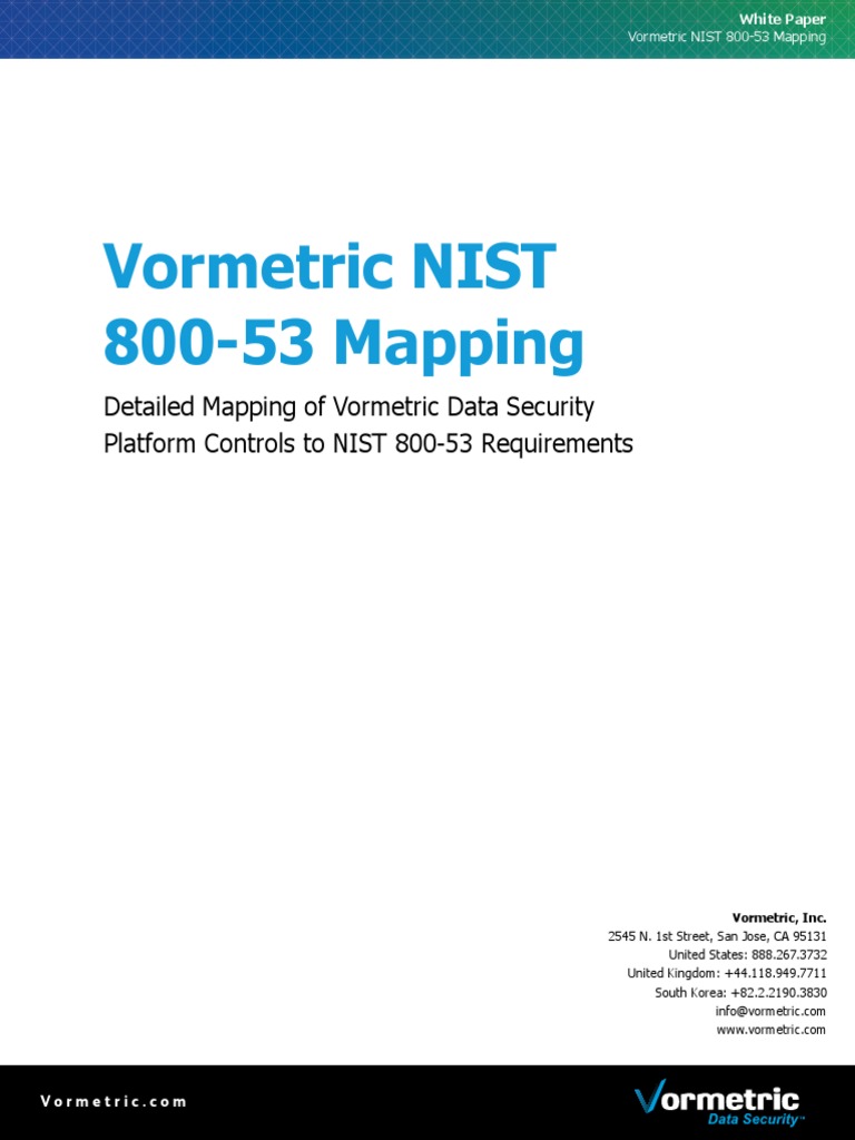 Detailed Mapping Vormetric Data Security Platform Controls To Nist 800 ...