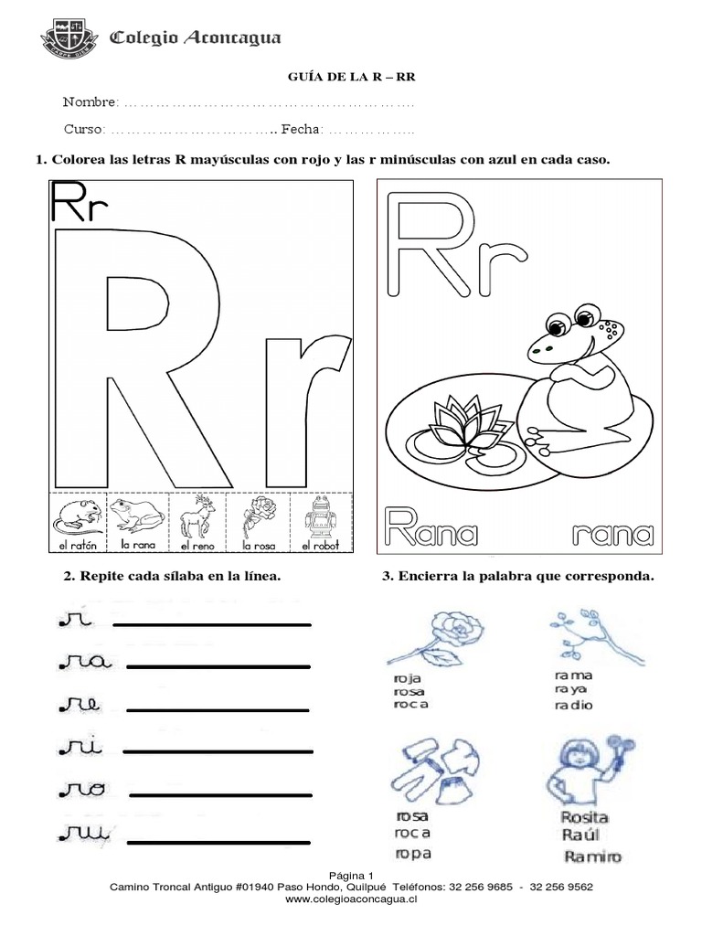 Guía de Refuerzo Letra R | PDF