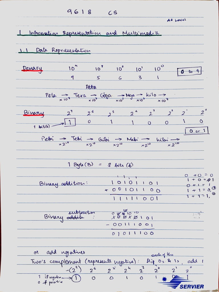 Information Representation & Multimedia Notes | PDF