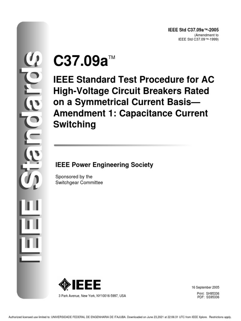 IEEE STD C37.09a-2005 | PDF | Capacitor | Electrical Impedance