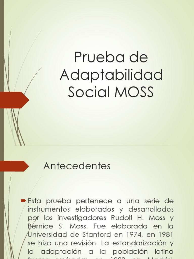Test de Adaptabilidad Social MOSS | PDF