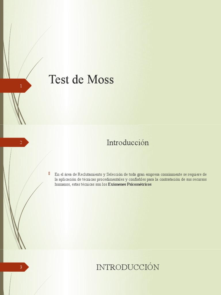 Test de Moss | PDF | Sicología | Comportamiento