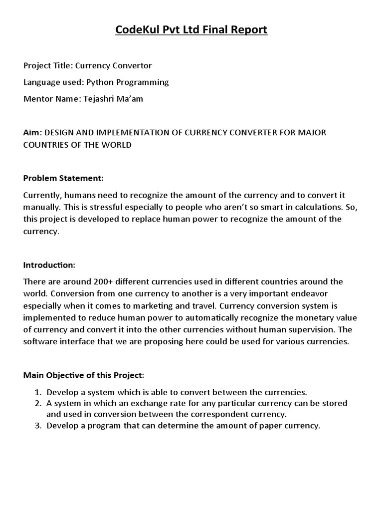 CodeKul PVT LTD Final Report | PDF | Graphical User Interfaces | Real ...