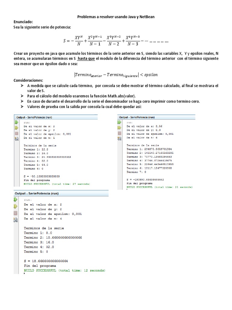 Problemas A Resolver Usando Java Y Netbean Pdf Java Lenguaje De Programación Artillería