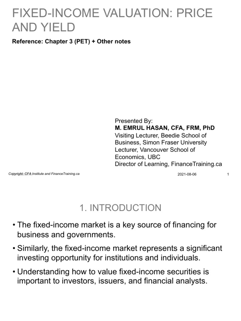 Fixed-Income Valuation - Price and Yield | PDF | Bonds (Finance ...