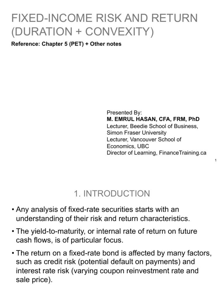 Fixed-Income Risk and Return (Duration+Convexity) | PDF | Bond Duration | Bonds (Finance)