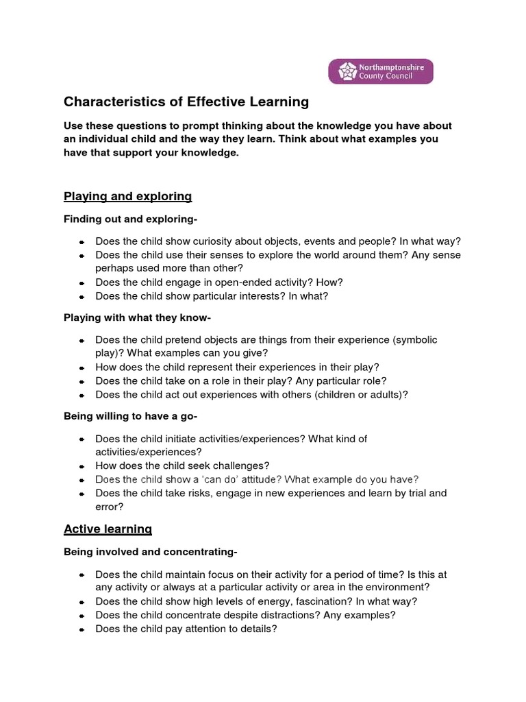 Characteristics of Effective Learning: An Analysis of How Children Play ...