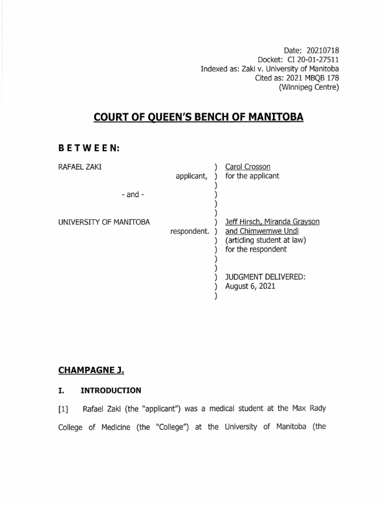 Rafael Zaki V University of Manitoba | PDF