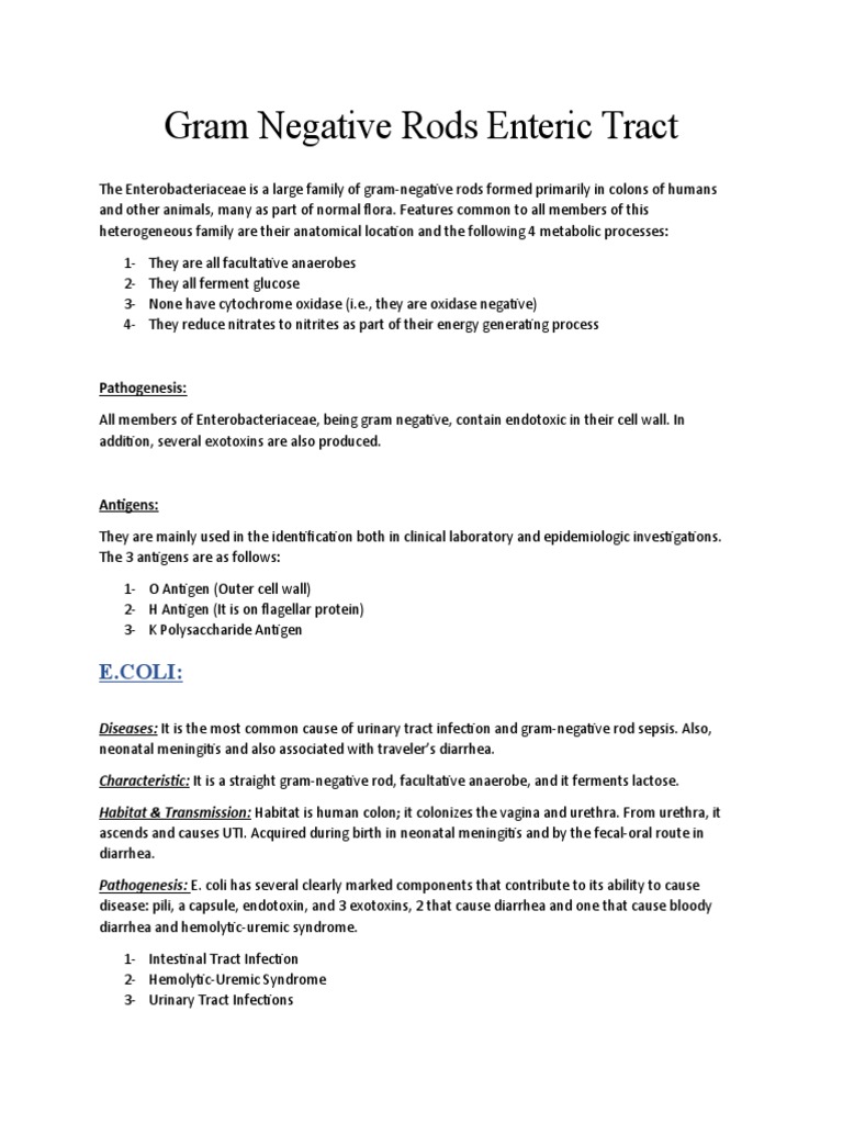 Gram Negative Rods of Enteric Tract | PDF | Lipopolysaccharide ...