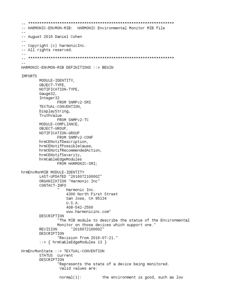 Harmonic Envmon Mib | PDF | Command Line Interface | Computing