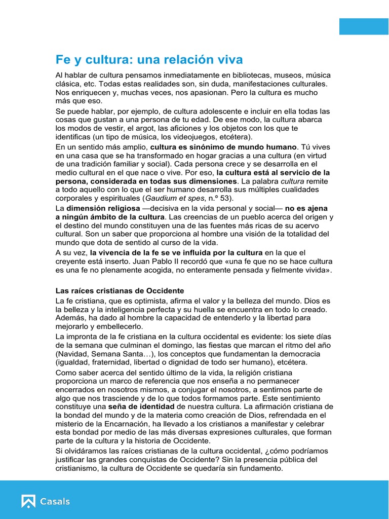 La influencia mutua entre la fe y la cultura | PDF | Mundo occidental | Fe