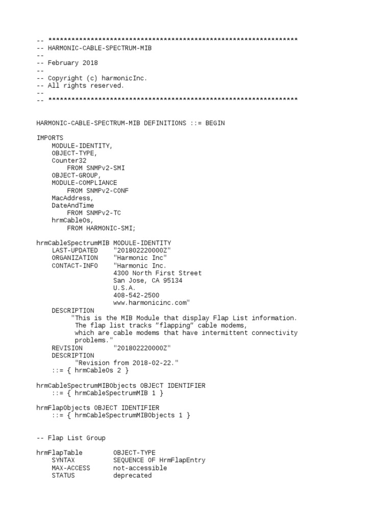 Harmonic Cable Spectrum Mib | PDF | Computer Networking | Internet Protocols