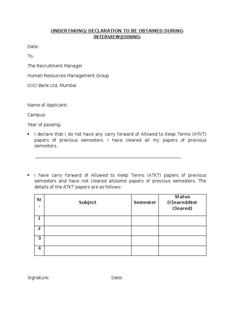 Additional - Declaration - ATKT 2021 | PDF
