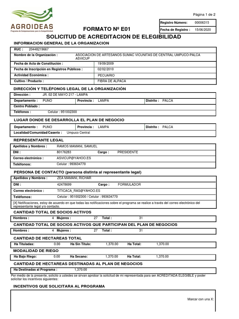 Solicitud Formato E-1 de Acreditación | PDF | Finanzas y dinero