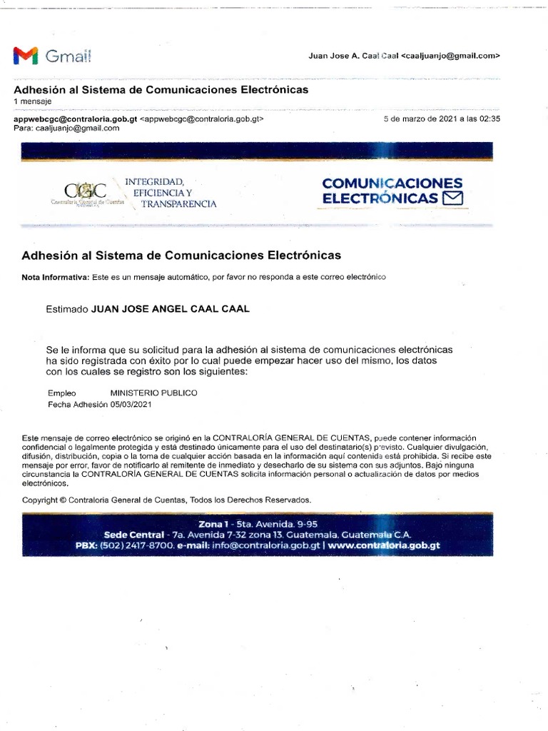 Adhesión Juan Jose Caal Caal | PDF