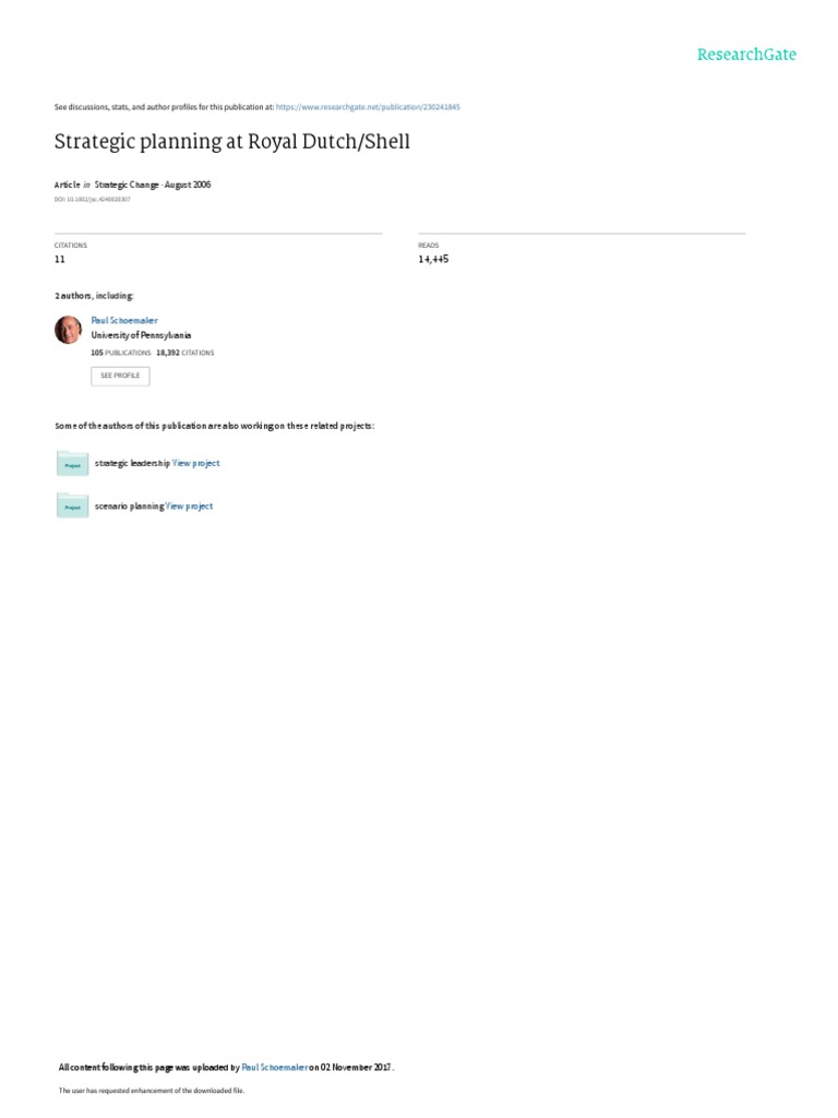 Strategic Planning at Royal Dutch/Shell | PDF