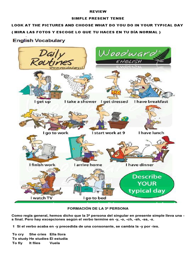 Review of Simple Present Tense (Afirmative Form) | PDF