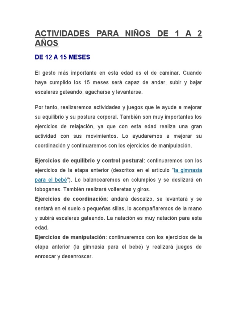 Actividades para Niños de 1 A 2 Años | PDF | Nadando