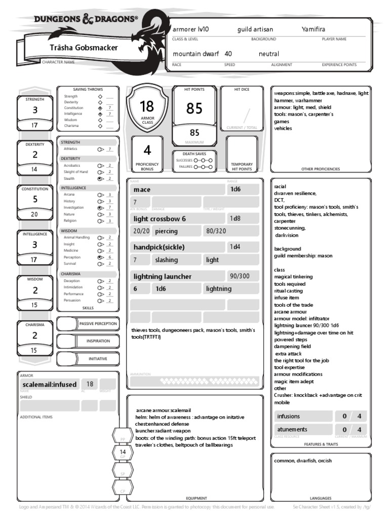 Trâsha Gobsmacker: Yamifira Mountain Dwarf Neutral | PDF | Role Playing ...