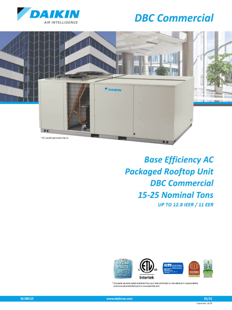 DBC Commercial: Base Efficiency AC Packaged Rooftop Unit DBC Commercial ...