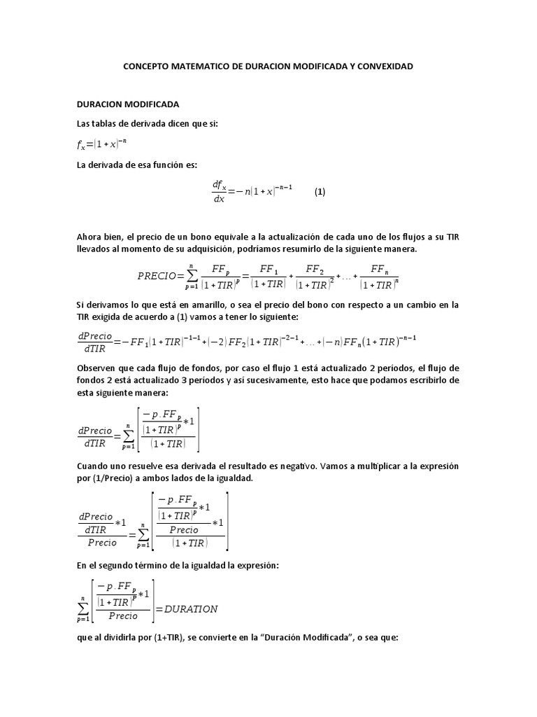 Duración Modificada y Convexidad | PDF | Análisis matemático | Matemáticas