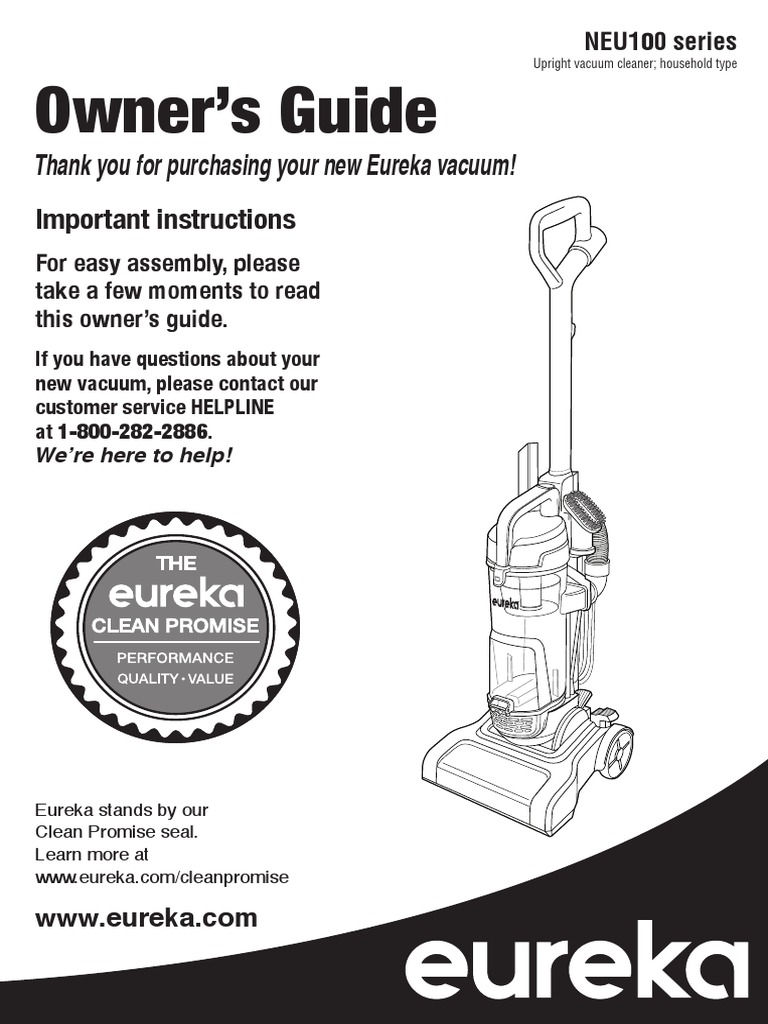 Eureka NEU100 Series Vacuum Manual | PDF | Vacuum Cleaner ...