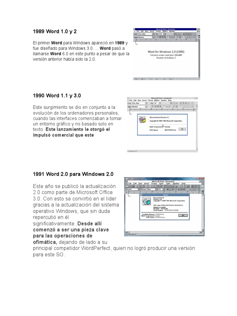 Versiones de Word | Descargar gratis PDF | Microsoft Word | Microsoft ...
