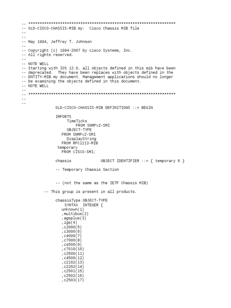 Old Cisco Chassis Mib | PDF | Network Switch | Read Only Memory
