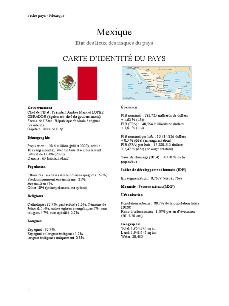 Fiche Pays Mexique | PDF | Mexique | la pollution