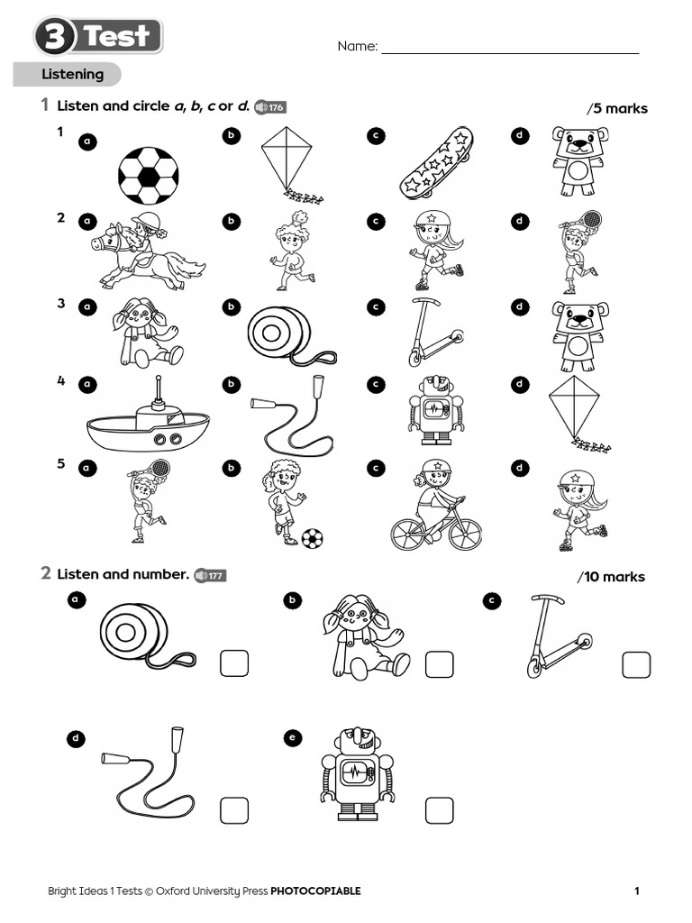 Bright Ideas 1 Unit 3 Test | PDF
