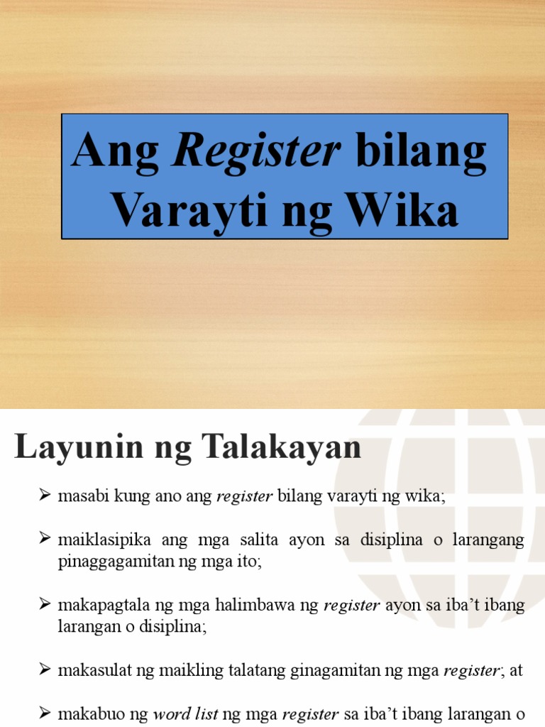 Aralin 3 Ang Register Bilang Varayti NG Wika | PDF
