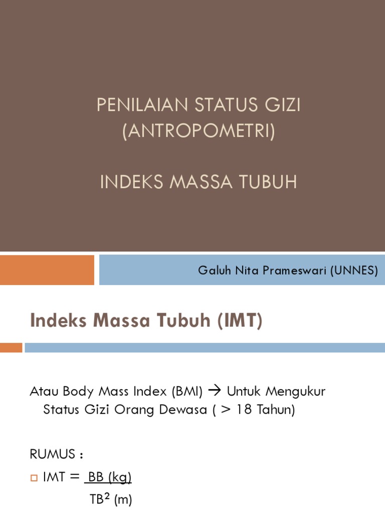 Bab 2 Penilaian Status Gizi (Antropometri Indeks Massa Tubuh) | PDF