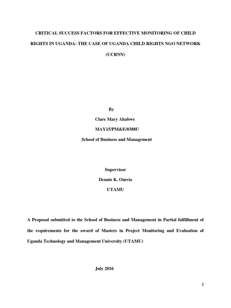 Critical Success Factors For Effective Monitoring of Child Rights in ...