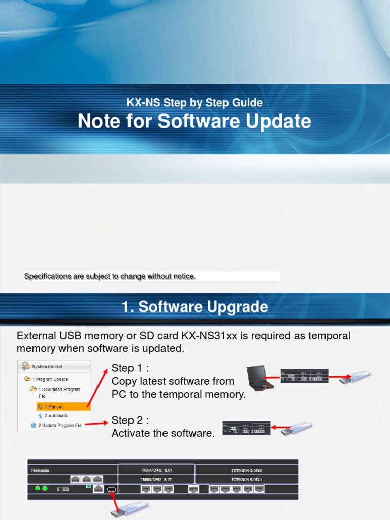 Note For Software Update: KX-NS Step by Step Guide | PDF