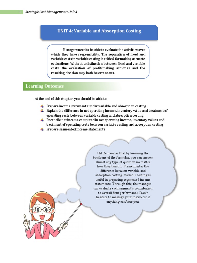 Variable vs Absorption Costing Explained | PDF | Inventory | Cost ...
