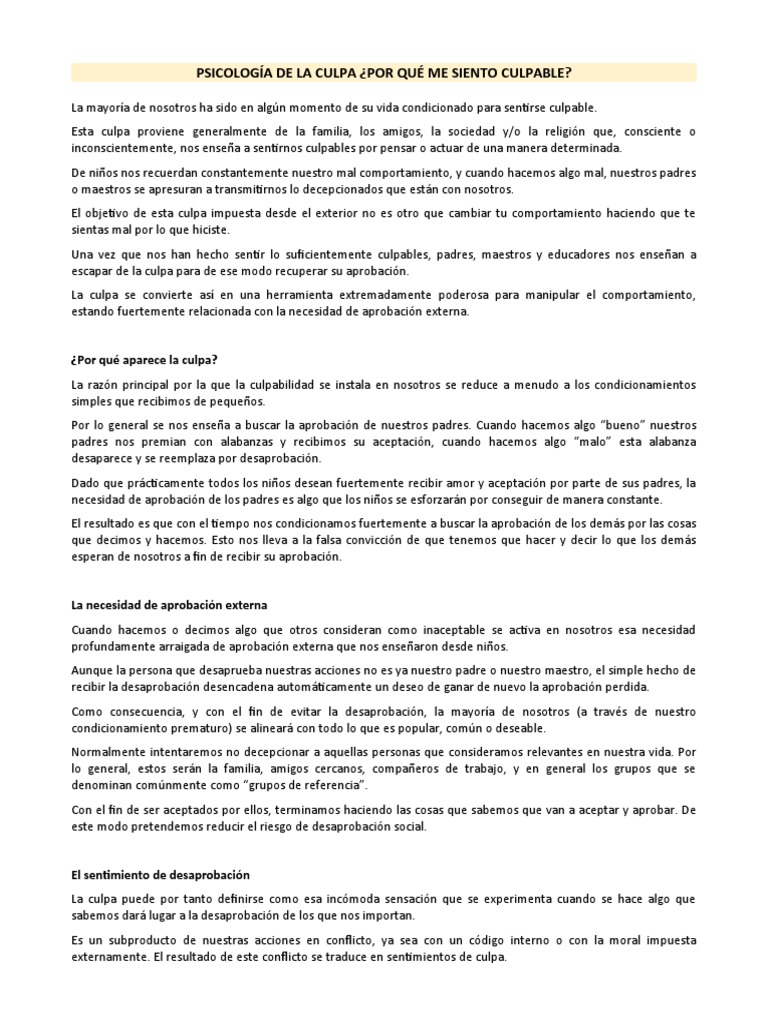 Psicología de La Culpa | PDF | Culpa (emoción) | Moralidad