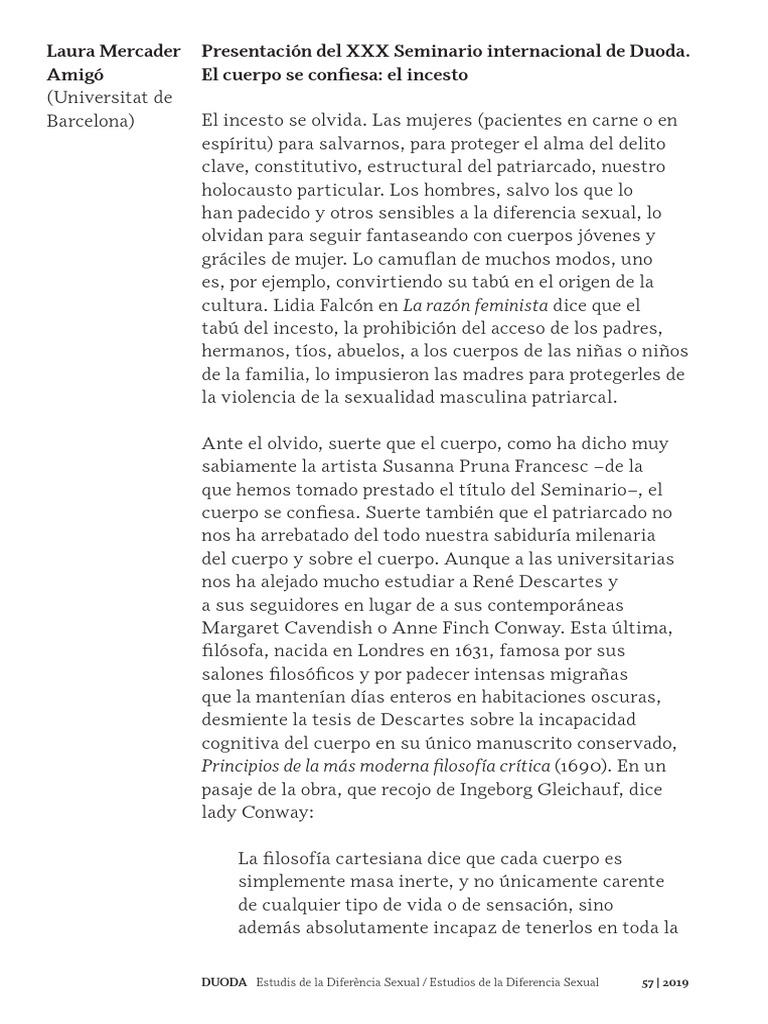 El Cuerpo Se Confiesa: El Incesto | PDF | Verdad