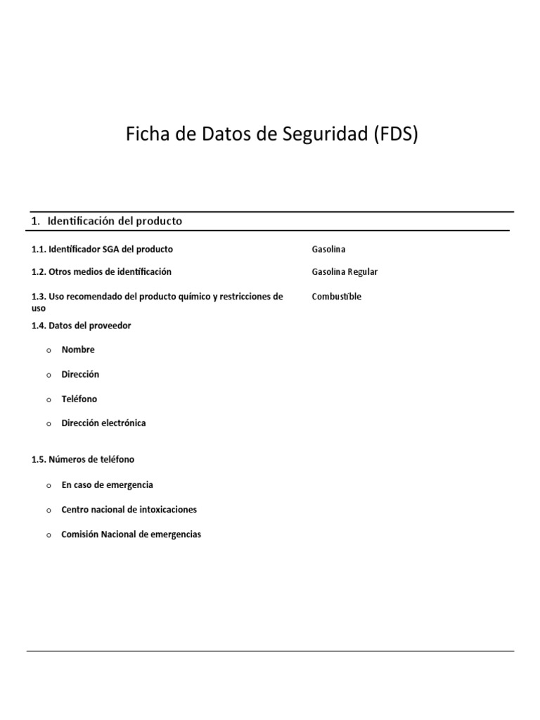 FDS Gasolina V2 2019 | PDF | Agua | Residuos