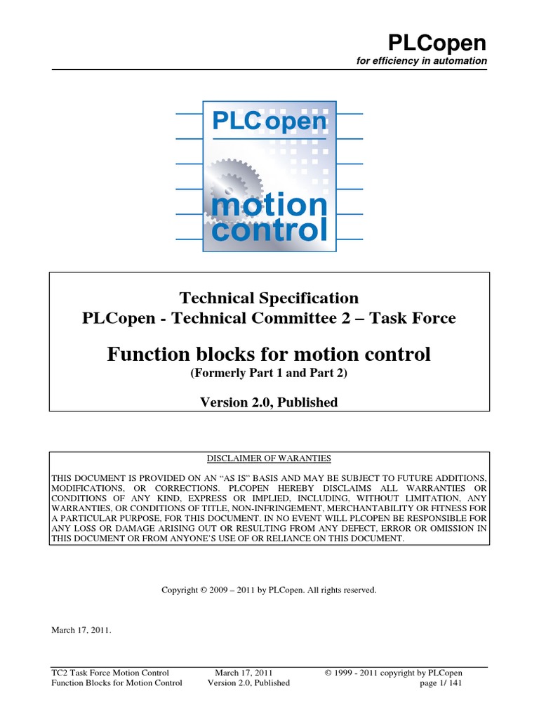 Plcopen Motion Control Part 1 Version 2 0 Pdf Parameter Computer