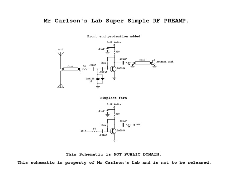 MR Carlson's Lab Super Simple RF PREAMP.: Front End Protection Added | PDF