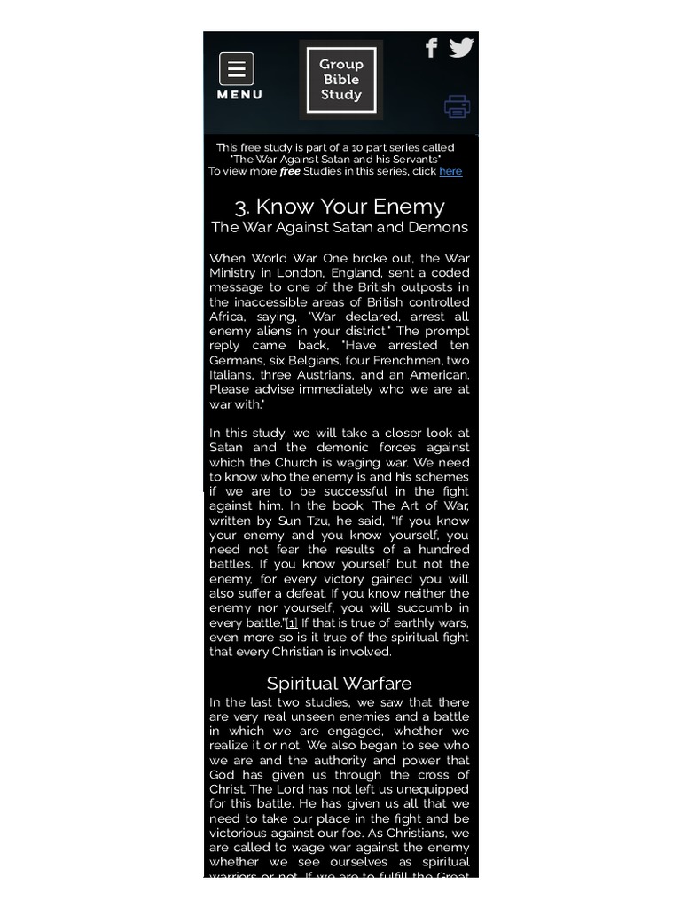 Know Your Enemy-The War Against Satan and Demons | PDF | Jesus | Satan